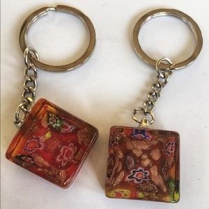 Accessories | Glass Art Beautiful Designed Key Chain Set Of 2 | Poshmark